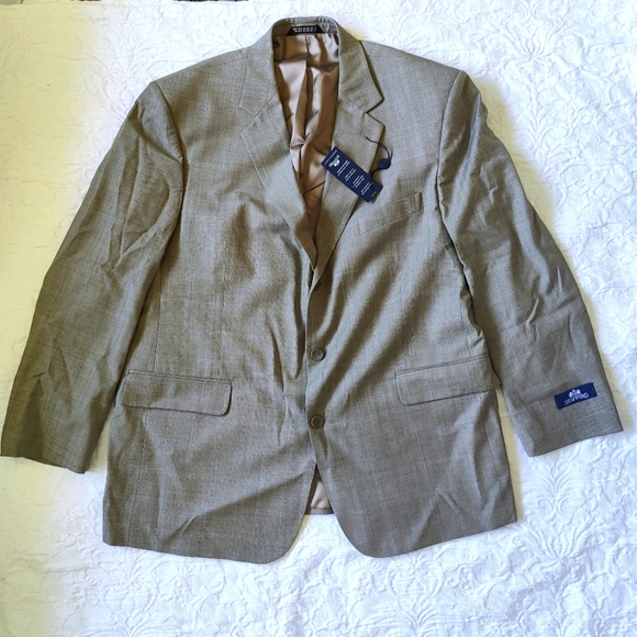 Stafford | Suits & Blazers | Nwt Stafford Worsted Wool Tan Window Pane ...